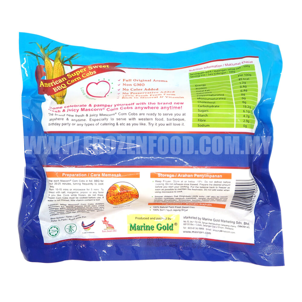 MASCORN SUPER SWEET BBQ CORN COBS - Frozen Food Best Priced Quality ...
